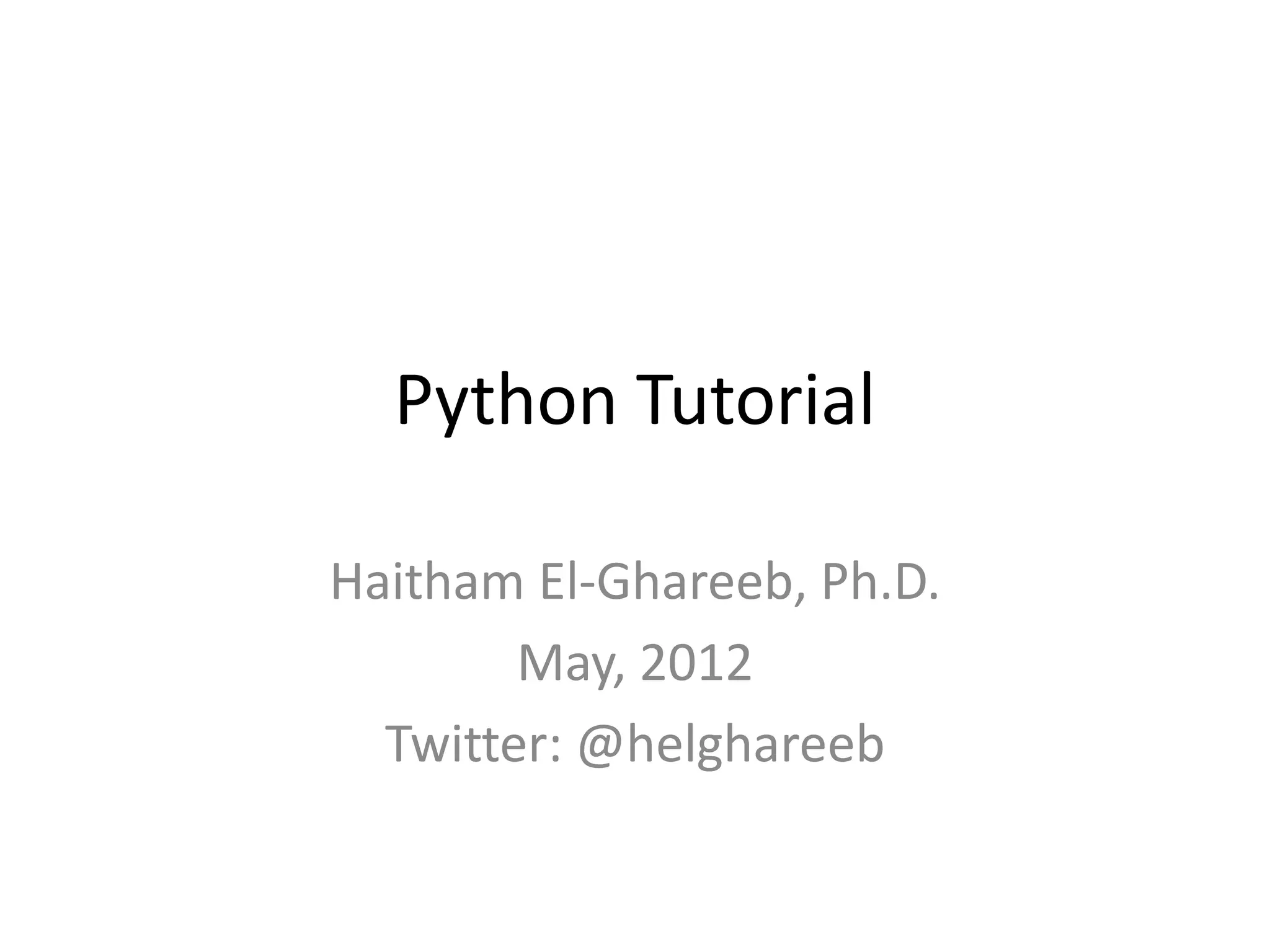 Python Tutorial Part 2 Ppt