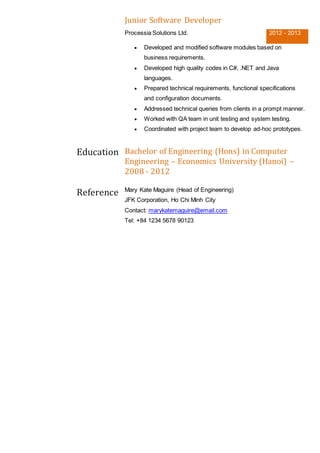 It junior cv | DOCX | Programming Languages | Computing