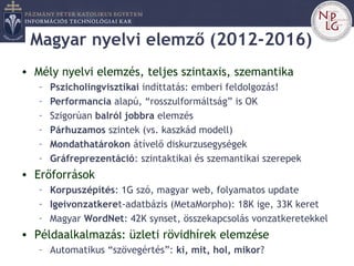 MTA-PPKE Magyar Nyelvtechnológiai Kutatócsoport | PPT