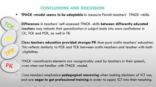 TPACK -skills of Classroom Teachers in Crafts | PPT