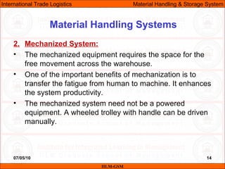 Itl lecture-11 (material handling & storage system) | PPT