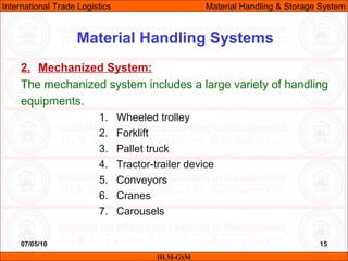 Itl lecture-11 (material handling & storage system) | PPT