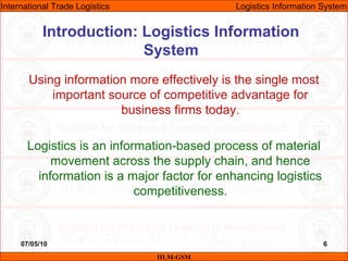 Itl lecture-22 (logistics information system) | PPT