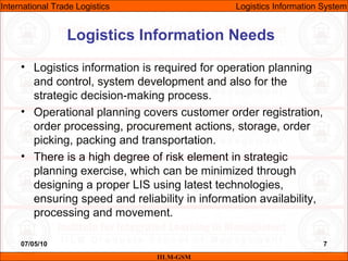 Itl lecture-22 (logistics information system) | PPT