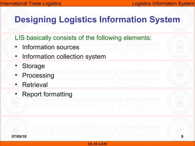 Itl lecture-22 (logistics information system) | PPT | Data Storage and ...