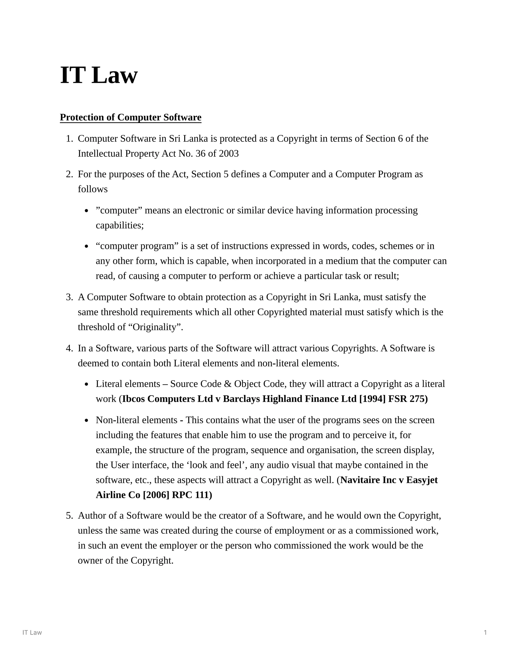 IT Laws - for MBA Subject at PIM SJP Sri lanka | PDF