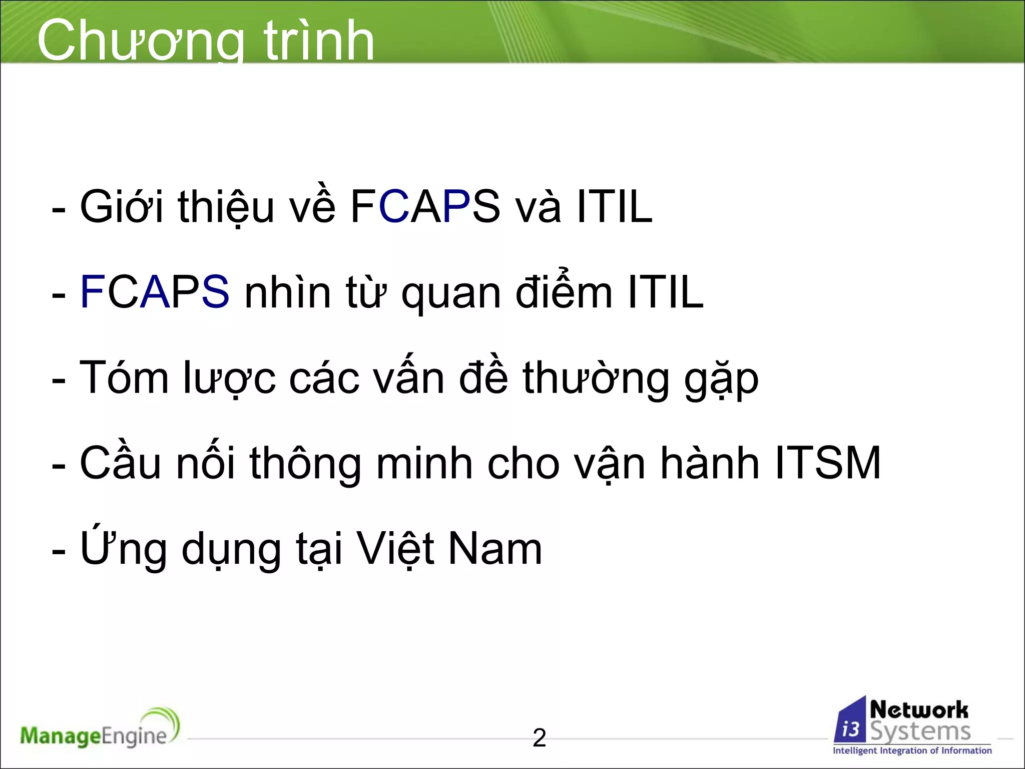IT Leader Club Hanoi - ITIL - FCAPS nhin tu quan diem ITIL - Luu Van ...