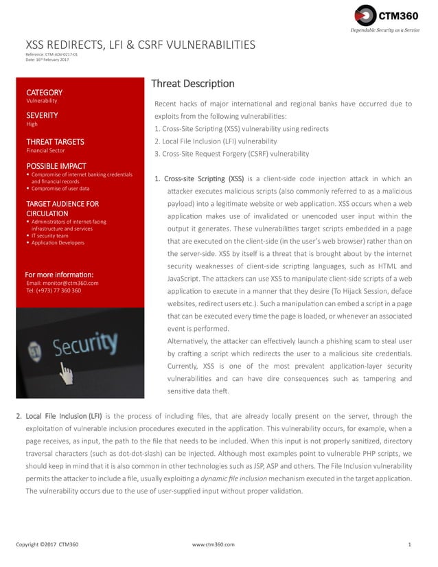 XSS, LFI & CSRF vulnerabilities | PDF