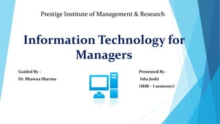 Information Technology for Managers - Basics | PPT