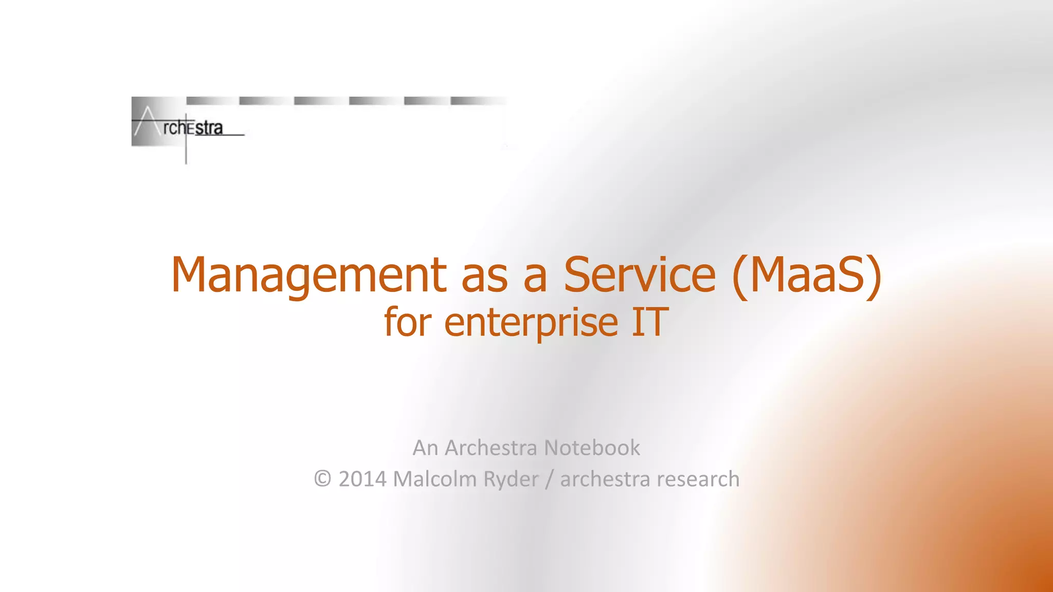 Management as a Service - MaaS for IT | PDF
