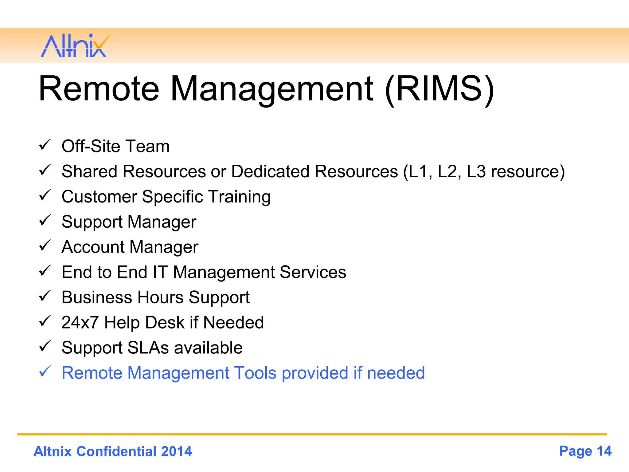 IT Infrastructure Managed Services and RIMS | PPTX