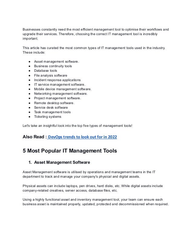IT Management Tools: A Definitive Guide | PDF