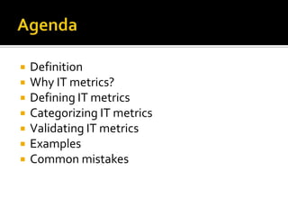 IT Metrics Presentation | PPTX | IT and Internet Support | Internet