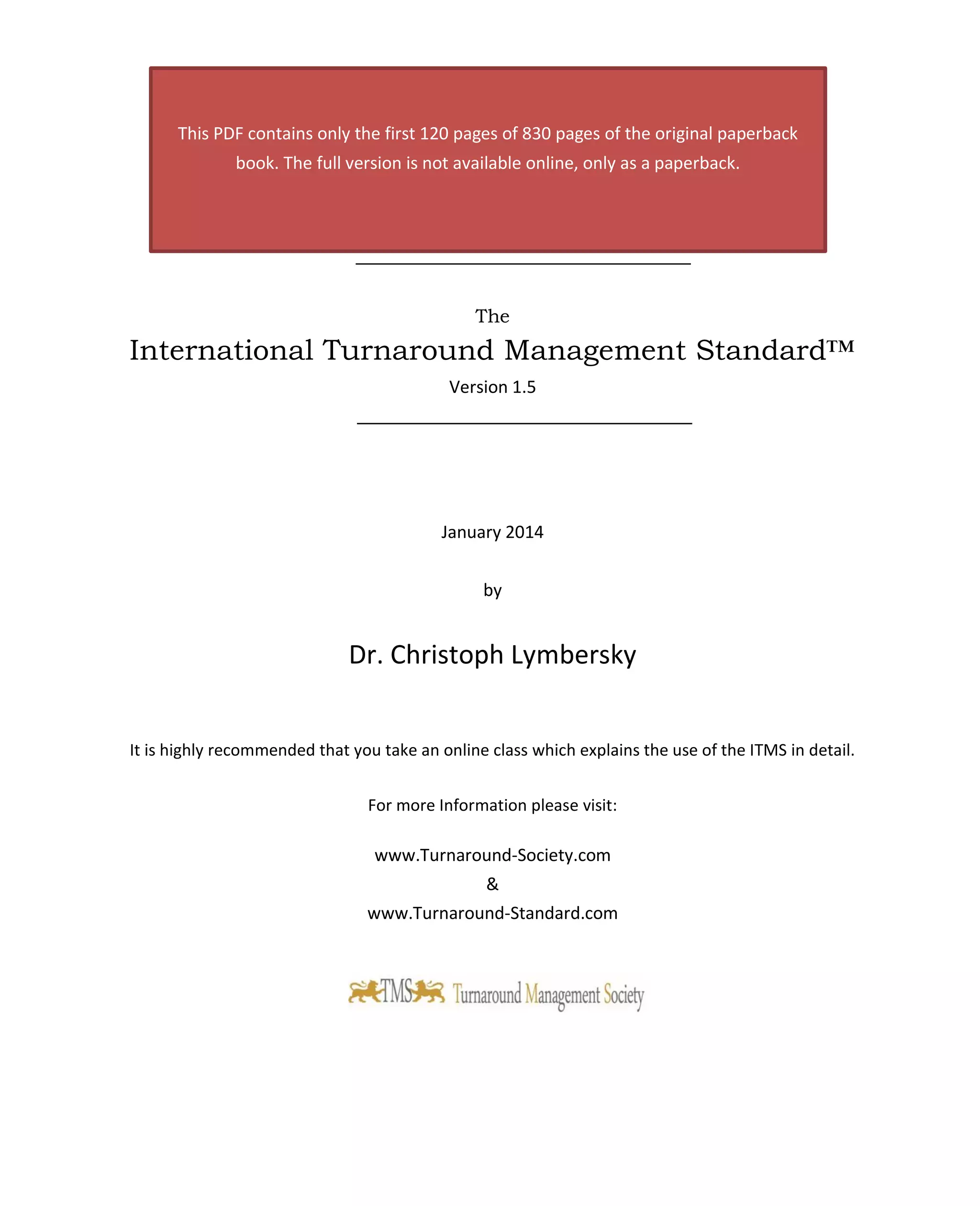 International Turnaround Management Standard Version 1.5 ONLY PREVIEW ...