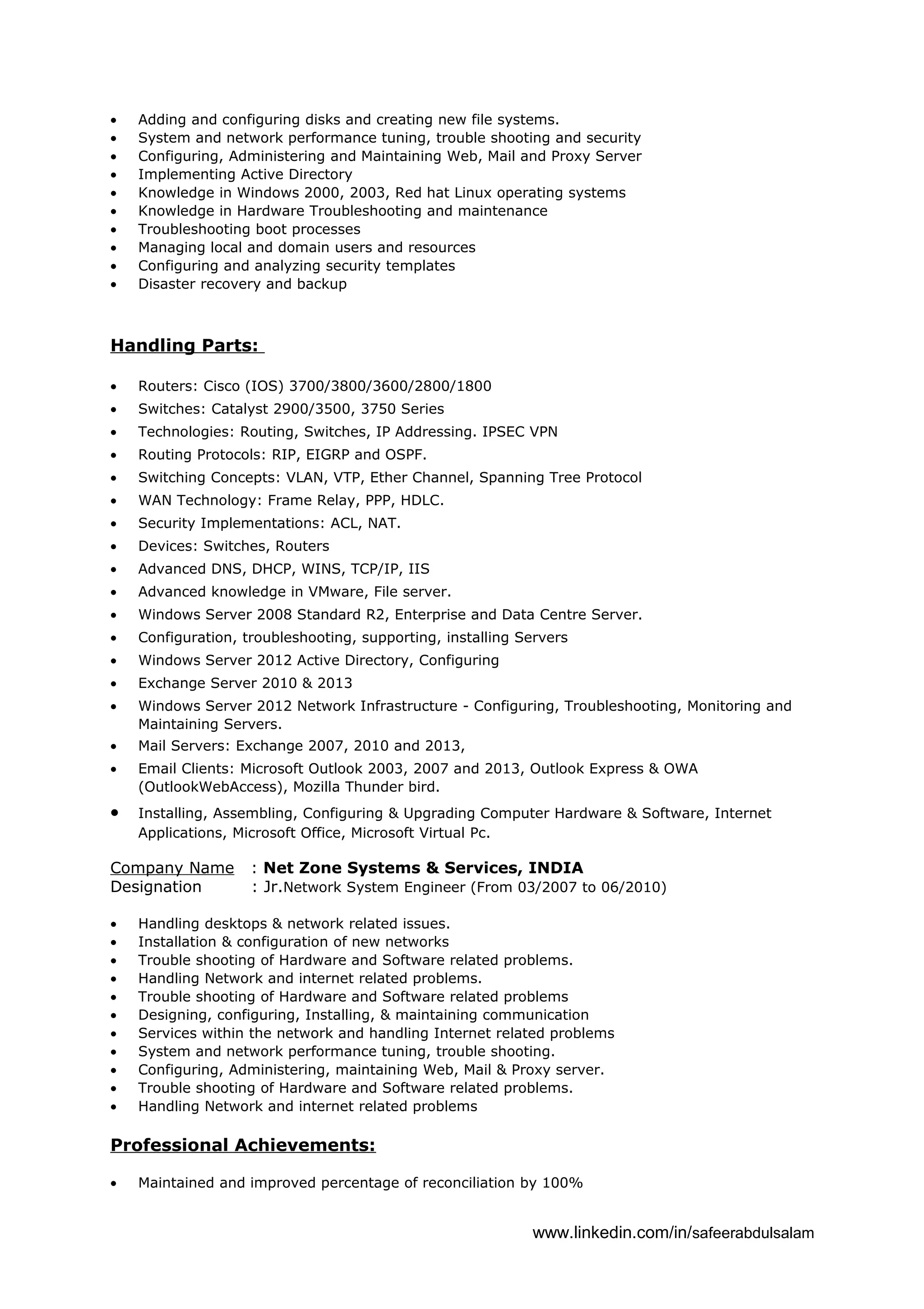 IT, Network System Engineer | DOC | Operating Systems | Computer Software and Applications