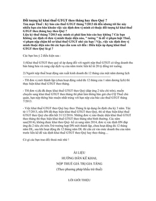 đốI tượng kê khai thuế gtgt theo tháng hay theo quý | DOC