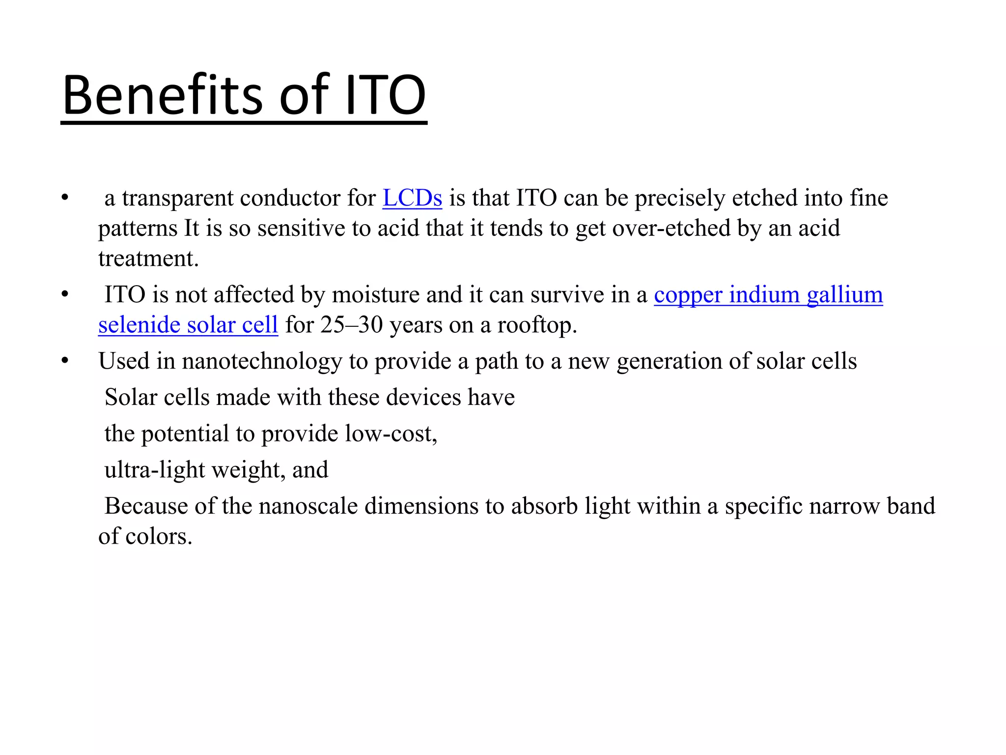 ITO (indium tin Oxide) & FTO (fluorine doped tin oxide ) | PPTX
