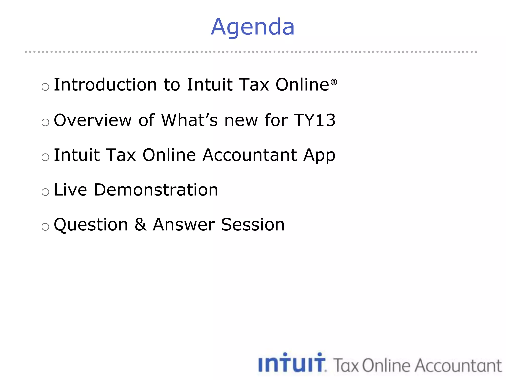 Intuit Tax Online for TY13 | PPTX
