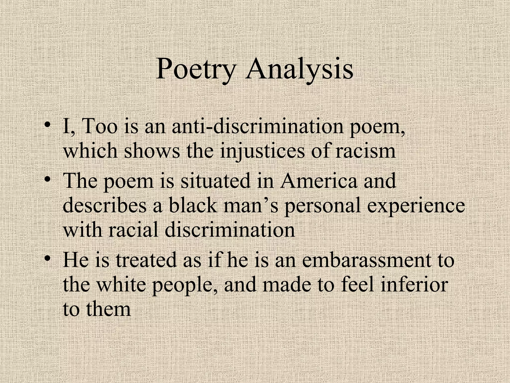 I too and langston hughes life | PPT