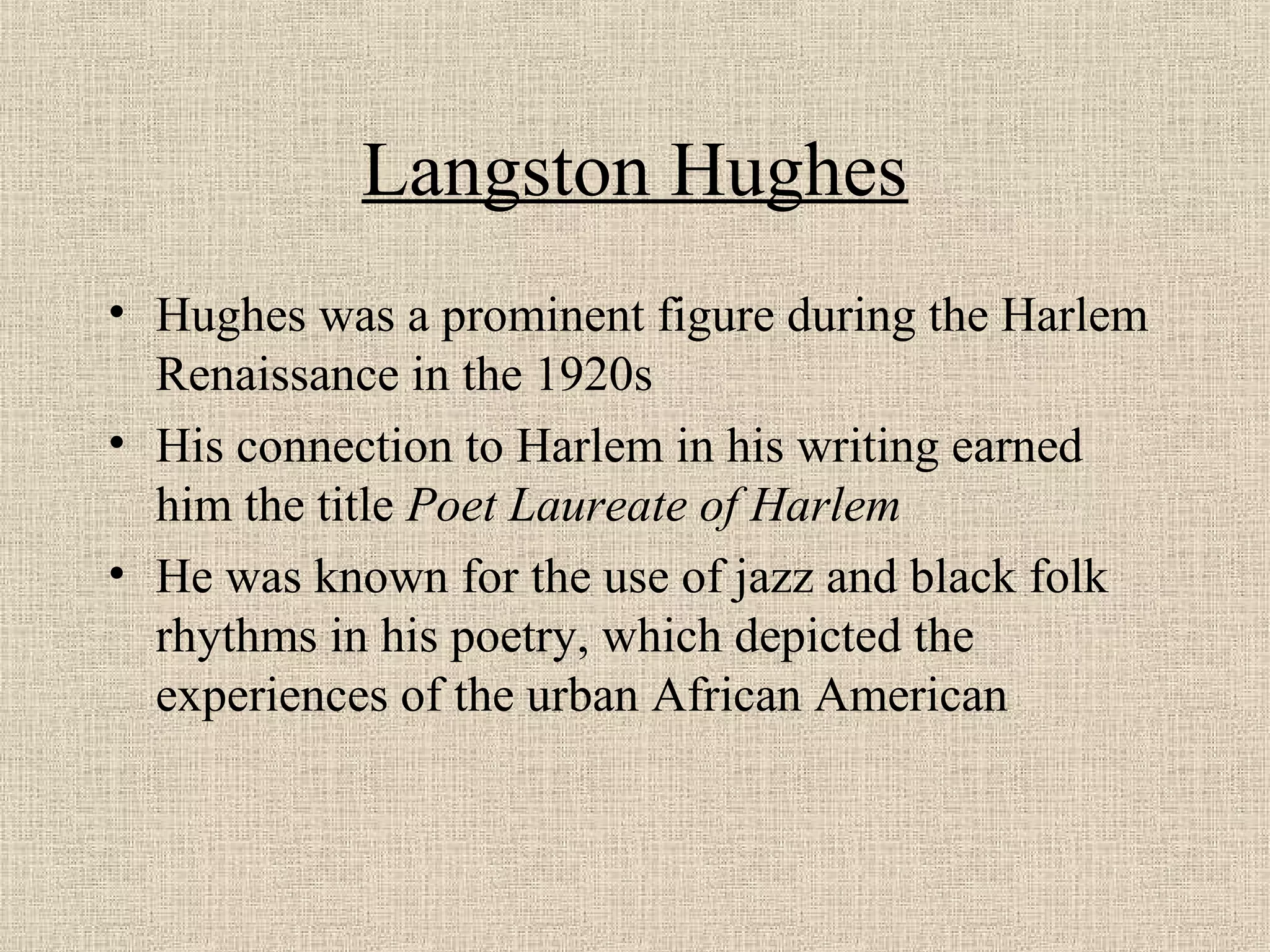 I too and langston hughes life | PPT
