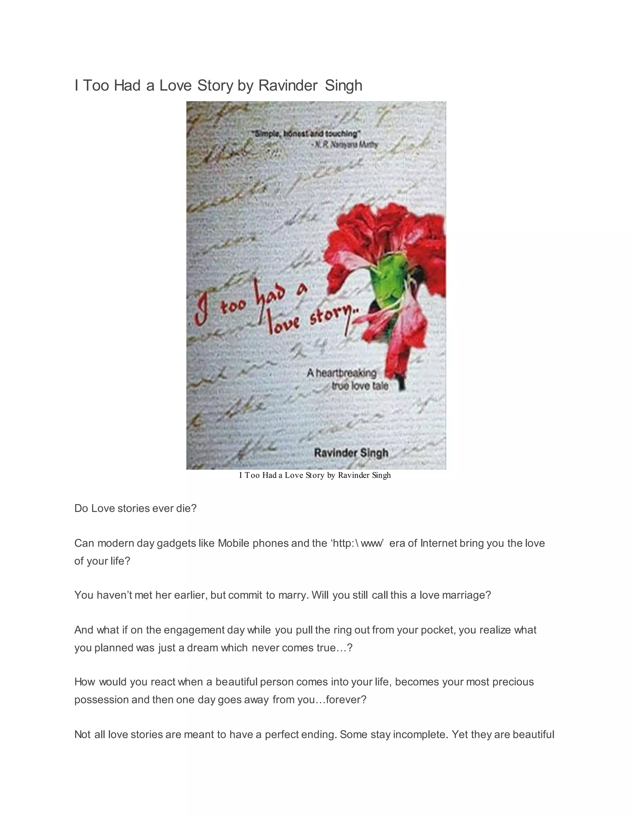I too had a love story by ravinder singh | DOCX