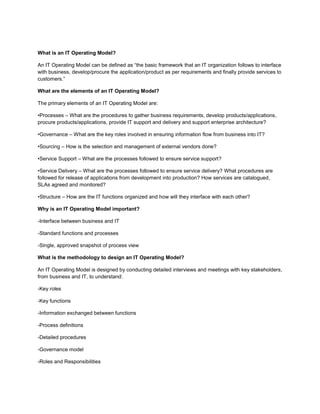 IT Operating Model | PDF