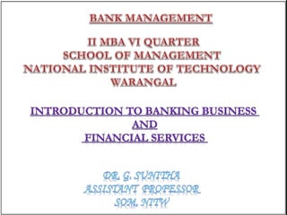 INTRODUCTION TO BANKING | PPTX