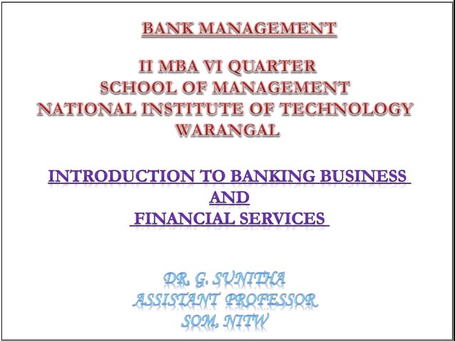 INTRODUCTION TO BANKING | PPTX