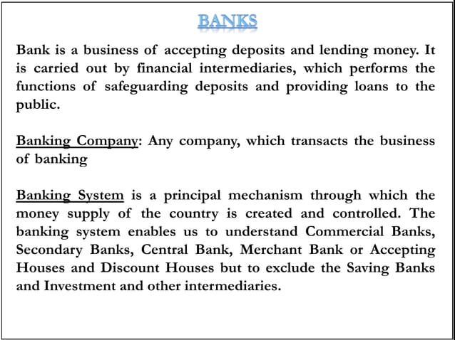 INTRODUCTION TO BANKING | PPTX