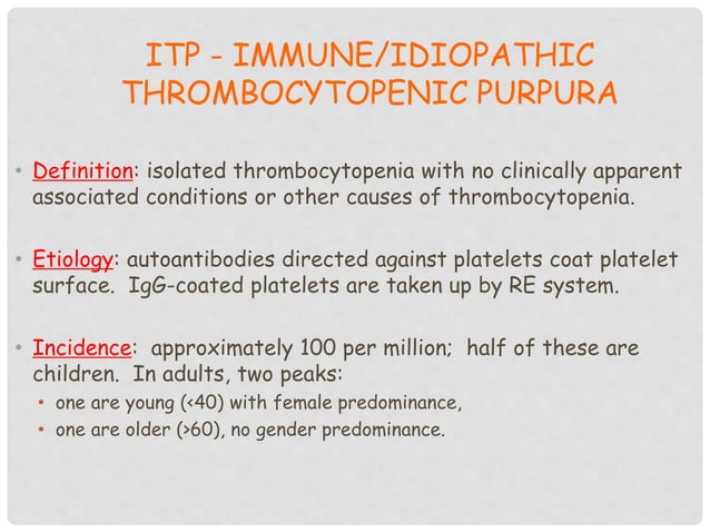 ITP - How to Approach | PPT | Blood Disorders | Diseases and Conditions