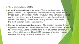 IDIOPATHIC THROMBOCYTOPENIC PURPURA (ITP) | PPTX