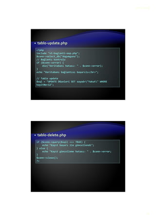 PHP ve MySQL Bağlantısı - Temel İşlemler | PDF