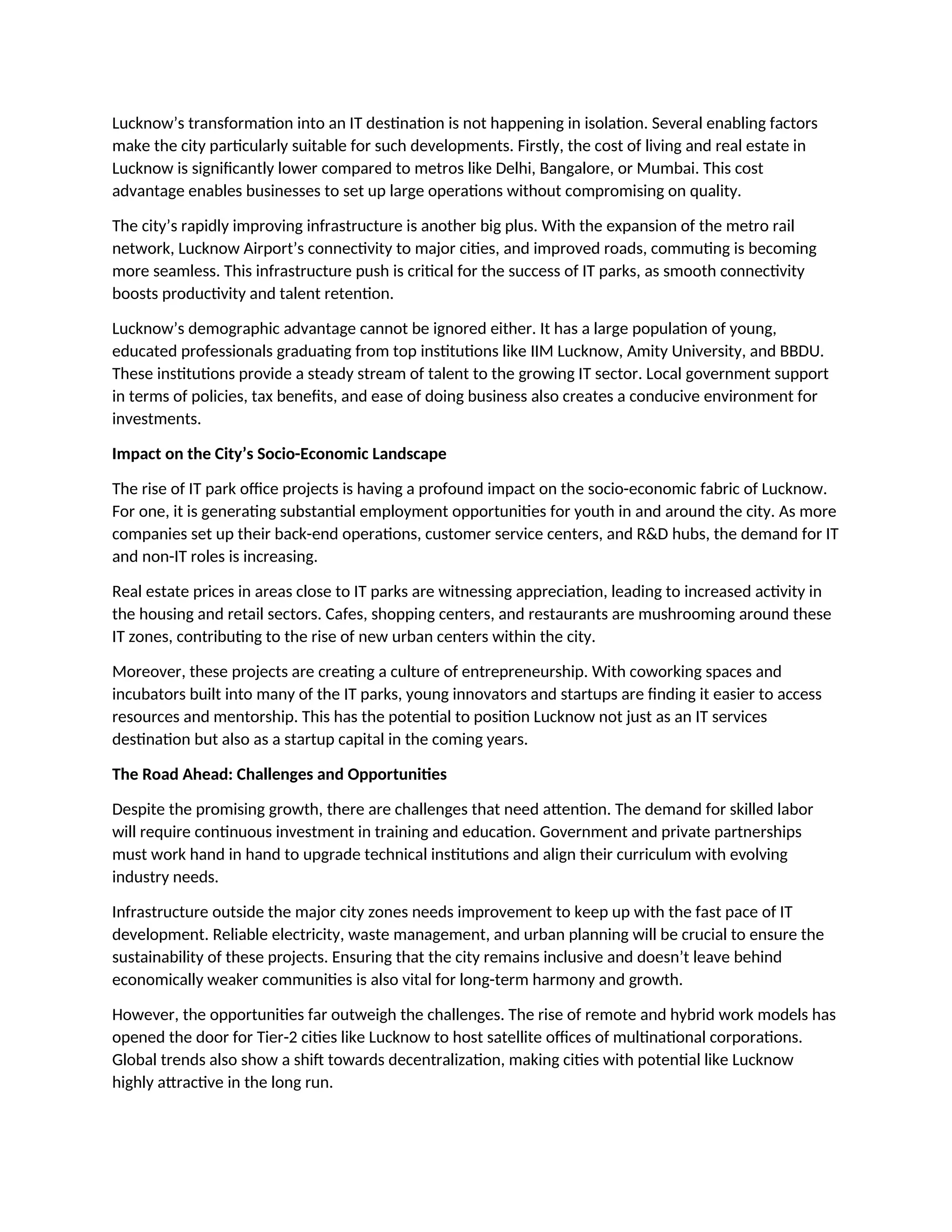 IT Park Office Projects in Lucknow Shaping the City’s Future as a ...