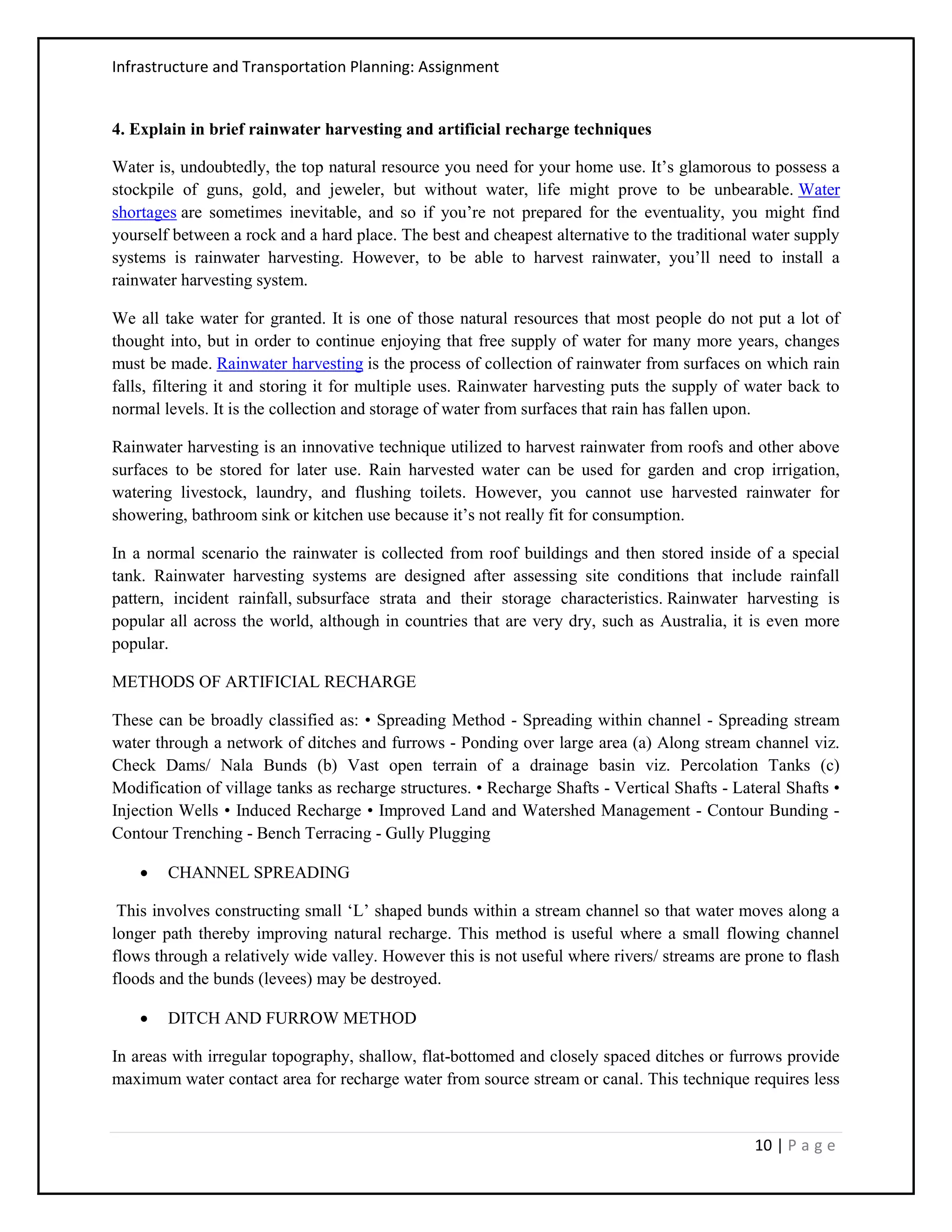 Infrastructure and Transportation Planning Study Notes | PDF