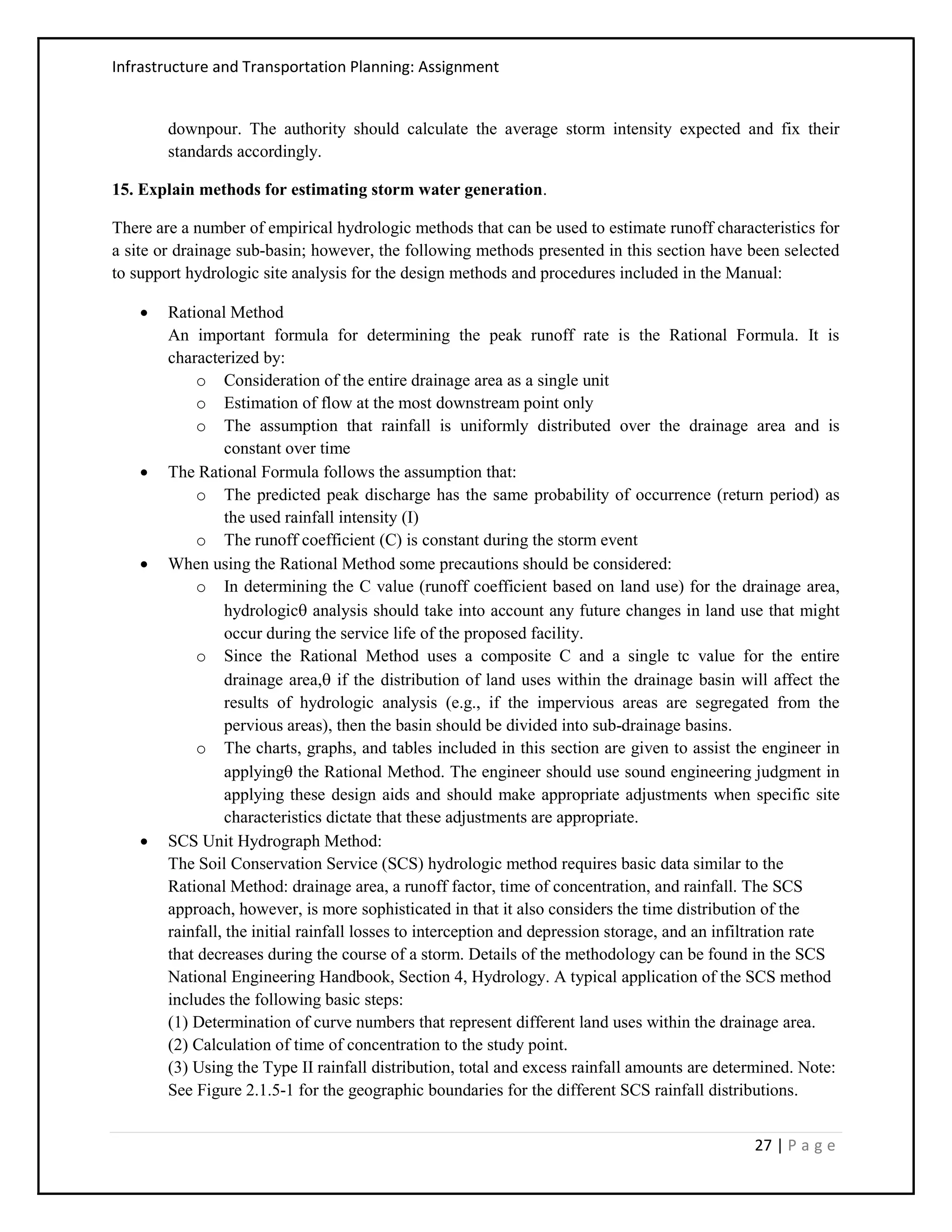Infrastructure and Transportation Planning Study Notes | PDF