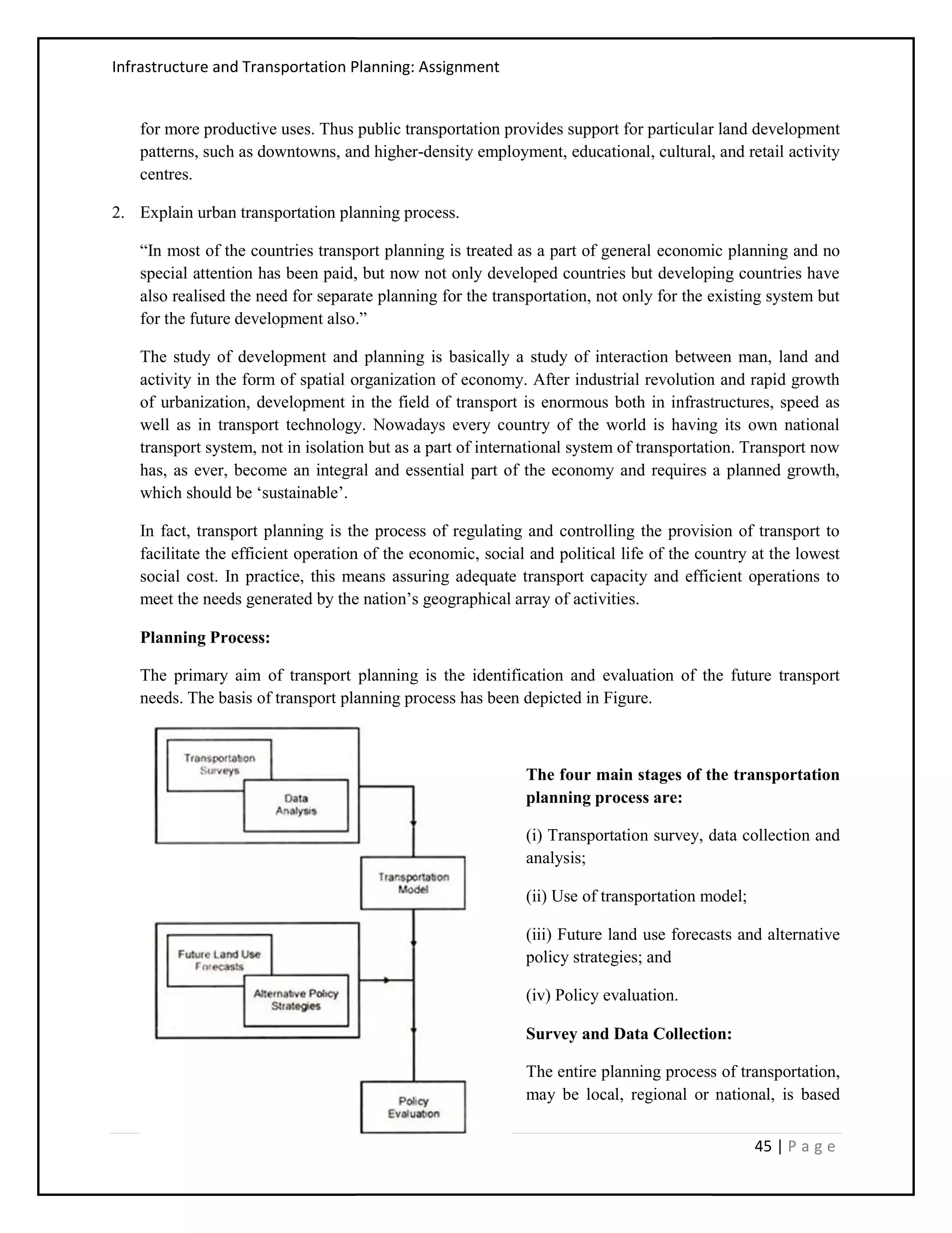 Infrastructure and Transportation Planning Study Notes | PDF