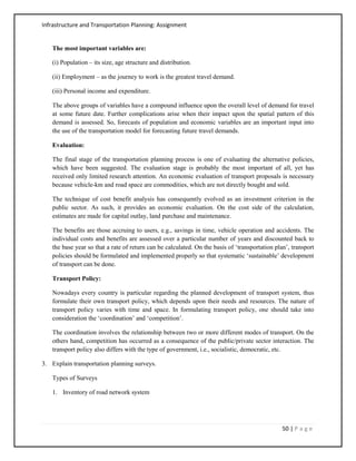 Infrastructure and Transportation Planning Study Notes | PDF