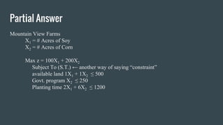 How to set up a Graphical Method Linear Programming Problem - Introduction | PPTX