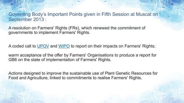 Itpgrfa presentation | PPTX | Agriculture | Industries