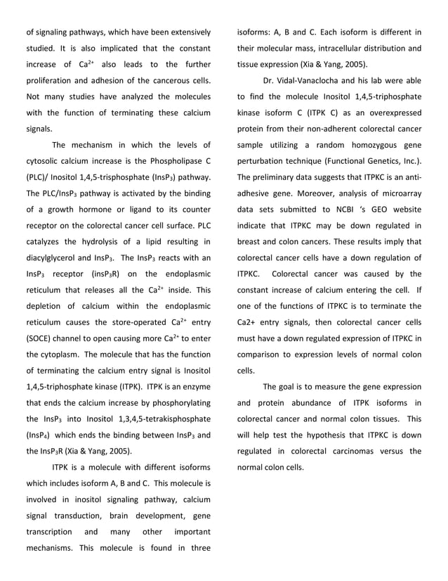 The expression of ITPK in normal colon and colorectal cancer cells ...