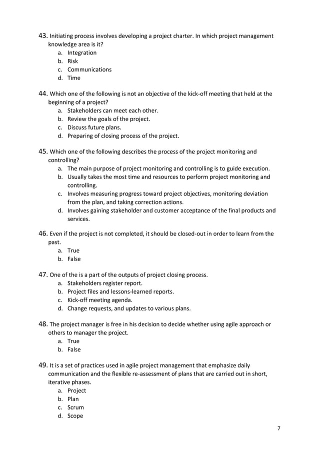 Itpm question bank | PDF