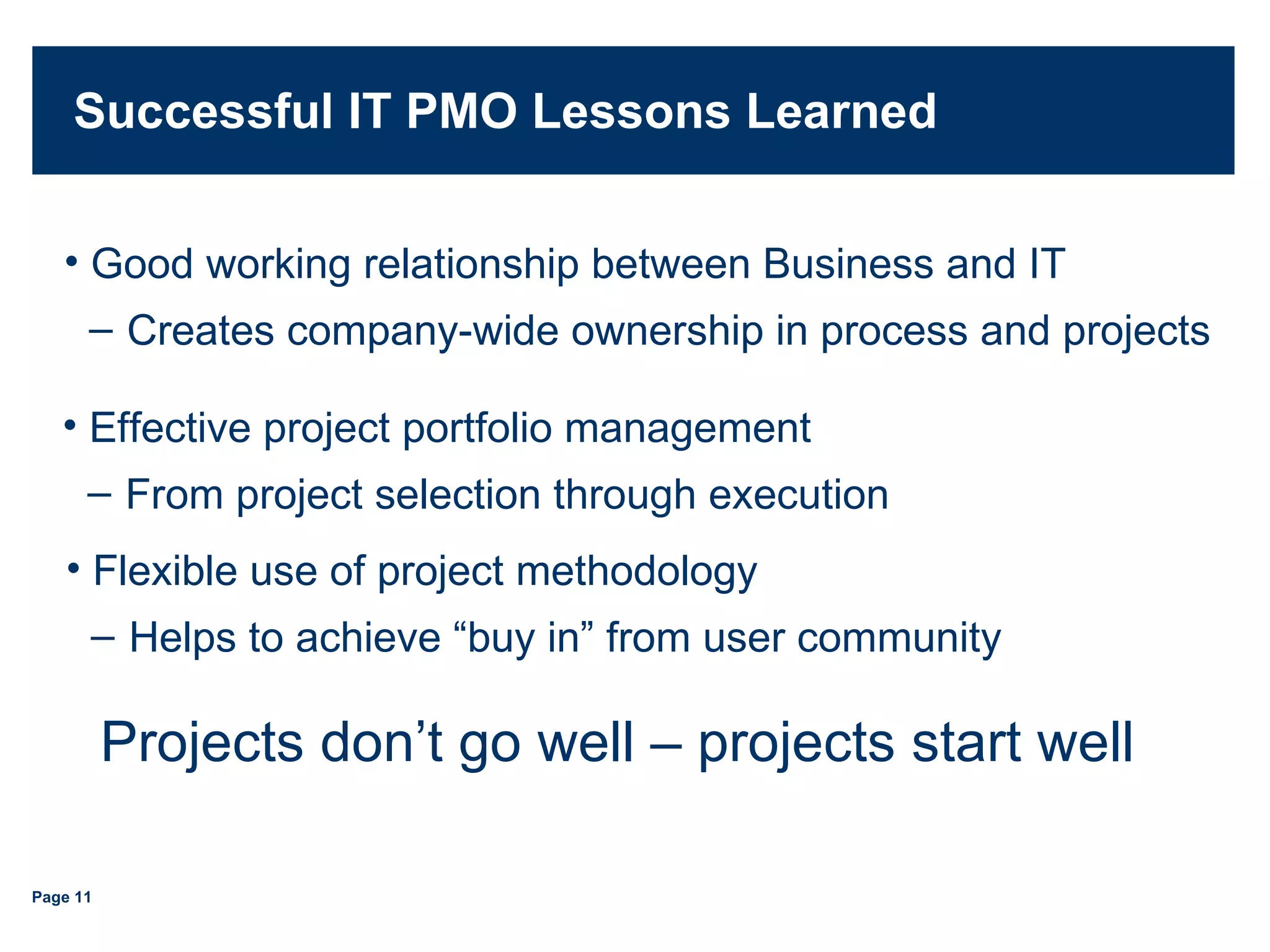 IT PMO (SAP) Success Story | PPT
