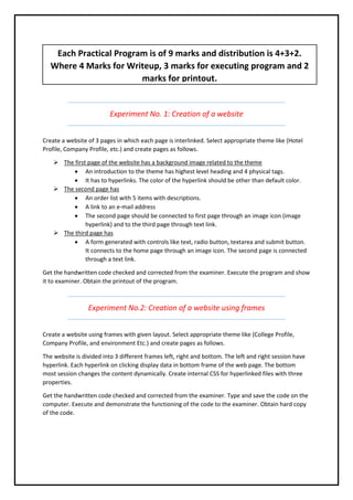 HSc Information Technology Practical List | PDF
