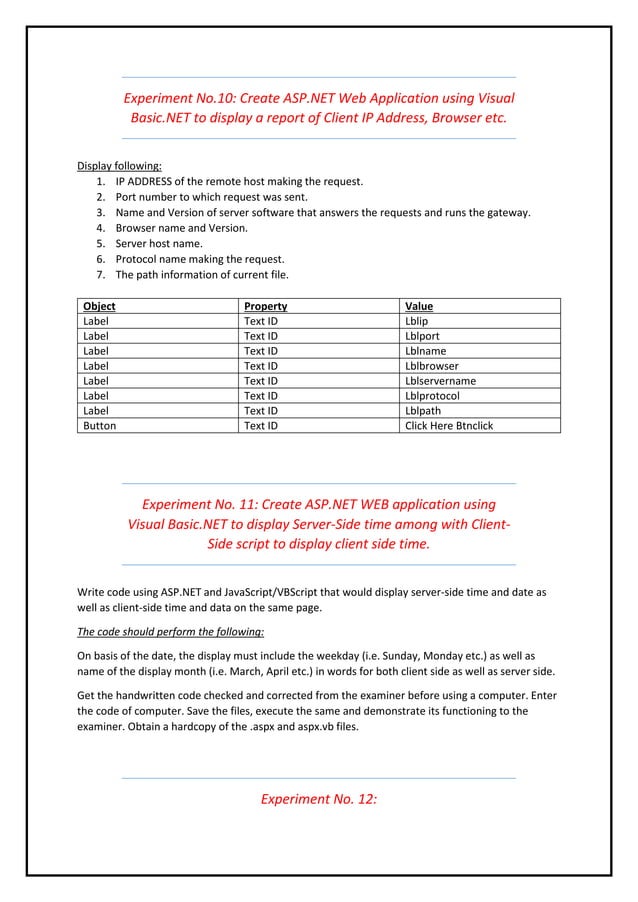 HSc Information Technology Practical List | PDF