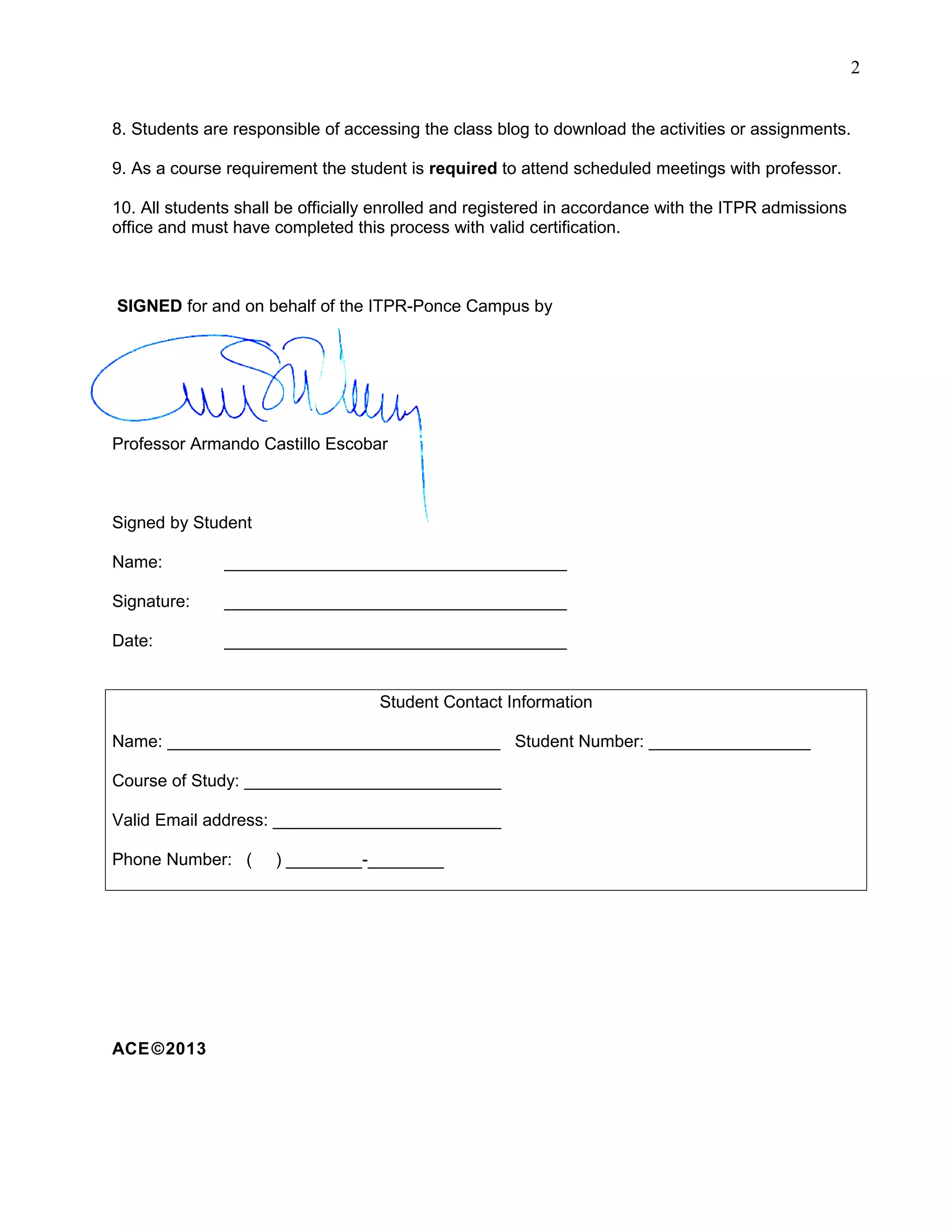 ITPR contract course | DOC | College Education | Education