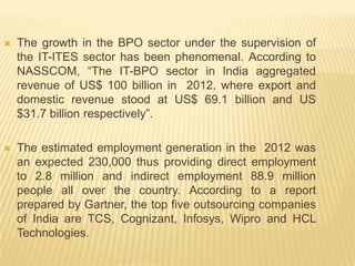 a brief introduction IN IT & ITES INDUSTRIES IN INDIA. | PPTX