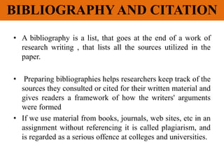 BIBLIOGRAPHY AND CITATIONS IN MICROSOFT WORD | PPTX