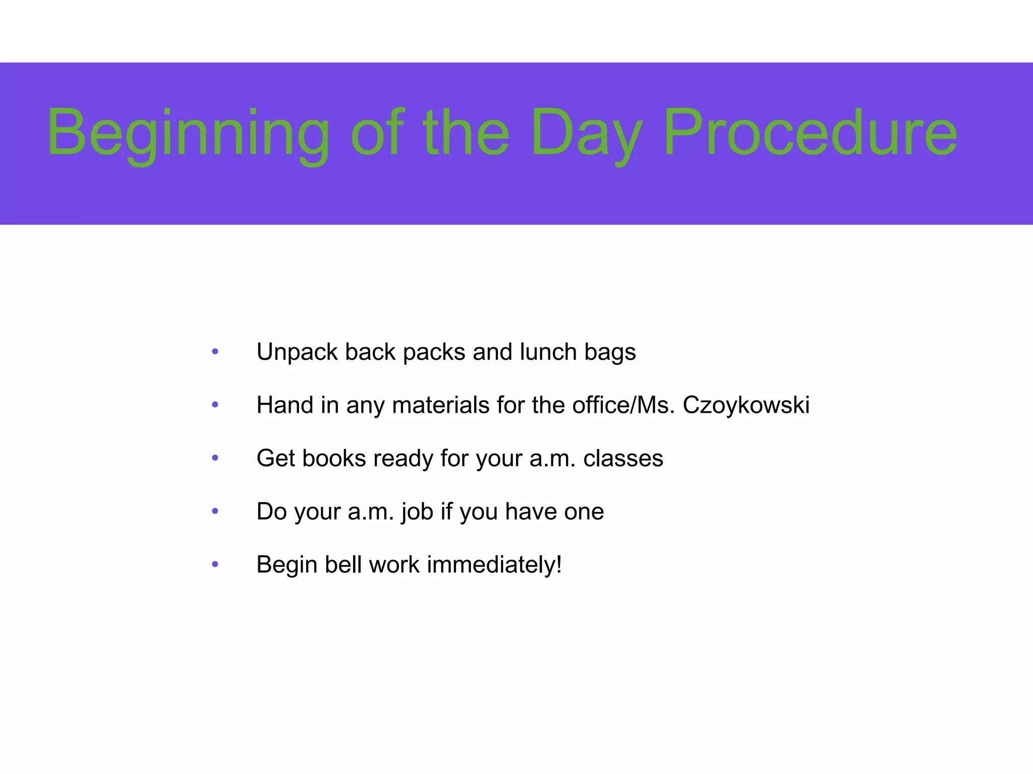 6th Grade Procedures Slideshow | PPT