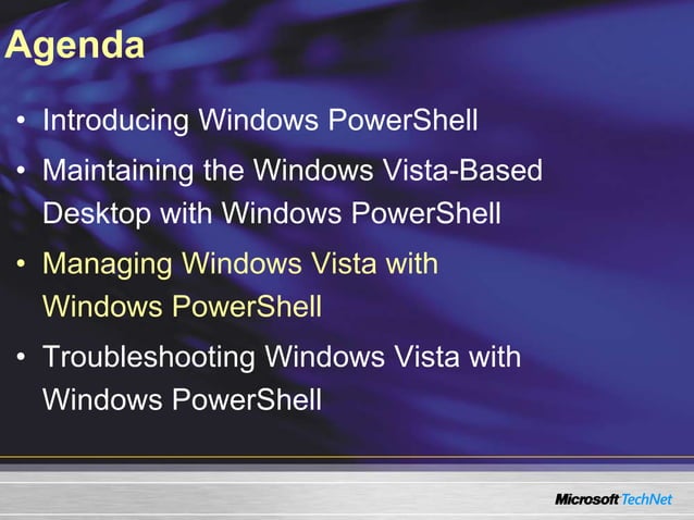 Managing Windows Vista With Windows Power Shell | PPTX