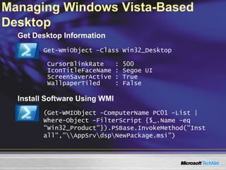 Managing Windows Vista With Windows Power Shell | PPT